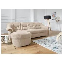 Ecksofa DOMO collection "Sarafina L-Form" Sofas Gr. B/H/T: 232cm x 83cm x 146cm, Chenille, Recamiere links, mit Bettfunktion-mit Federkern, beige wahlweise mit Bettfunktion, optional Federkern