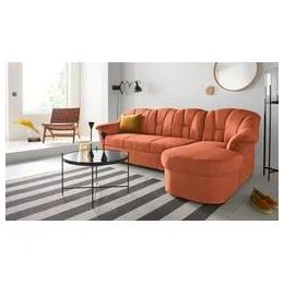 Ecksofa DOMO collection "Papenburg L-Form" Sofas Gr. B/H/T: 235 cm x 84 cm x 142 cm, Chenille-Optik, Recamiere rechts, mit Bettfunktion, orange (terra) in großer Farbvielfalt, wahlweise mit Bettfunktion