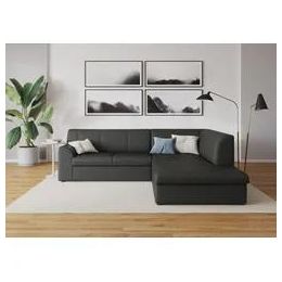 Ecksofa DOMO collection "Topper L-Form" Sofas Gr. B/H/T: 237cm x 78cm x 200cm, Kunstleder SOFTLUX, Ottomane rechts, Ohne Bettfunktion, grau (dunkelgrau) mit Ottomane, wahlweise Schlaffunktion