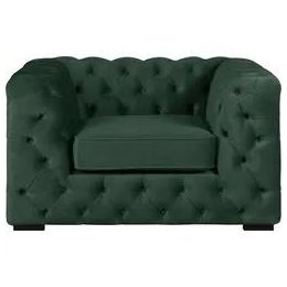 Guido Maria Kretschmer Home & Living Chesterfield-Sessel GUIDO MARIA KRETSCHMER HOME & LIVING "Kalina Sessel" Sessel Gr. Samtvelours, B/H/T: 110 cm x 67 cm x 98 cm, grün (dunkelgrün) mit klassischer Chesterfield-Knopfheftung, sehr hochwertige Qualität