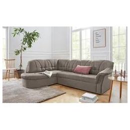 Ecksofa DOMO collection "Pegnitz L-Form" Sofas Gr. B/H/T: 246cm x 82cm x 180cm, Struktur fein, Ottomane links, mit Bettfunktion, grau (stone) wahlweise mit Bettfunktion