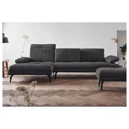 Ecksofa Andas "Stenlille L-Form" Sofas Gr. B/H/T: 295cm x 83cm x 162cm, Struktur grob, Recamiere links, grau (anthrazit) incl. Sitztiefen-, Kopfteil- und Armteilverstellung