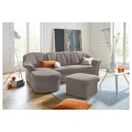 Ecksofa DOMO collection "Pegnitz L-Form" Sofas Gr. B/H/T: 238cm x 82cm x 141cm, Struktur fein, Recamiere links, mit Bettfunktion, grau (stone) wahlweise mit Bettfunktion