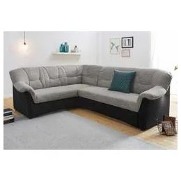 Ecksofa DOMO collection "Sarafina L-Form", schwarz-weiß (schwarz, weiß, grau), B:240cm H:83cm T:190cm, Microfaser PRIMABELLE (100% Polyester) / Struktur (90% Polyester; 10% Polyacryl), Luxus-Microfaser (92% Polyester, 8% Nylon), Microfaser PRIMABELLE (100% Polyester), Sofas, wahlweise mit Bettfunktion, optional mit Federkern