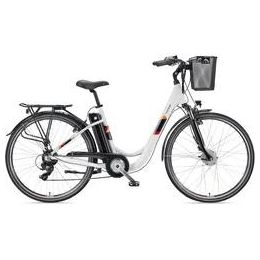 E-Bike Telefunken "Multitalent RC822" E-Bikes Gr. 48cm, 28 Zoll (71,12cm), weiß City Elektrofahrrad, Damen Herren, 28 Zoll, 36 V 374 Wh Akku, Pedelec