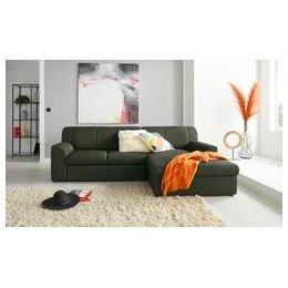 Ecksofa DOMO collection "Topper L-Form" Sofas Gr. B/H/T: 245cm x 78cm x 155cm, Struktur fein, Recamiere rechts, Ohne Bettfunktion, grün mit Recamiere, wahlweise Schlaffunktion