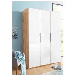 Kleiderschrank wimex "Level by fresh to go", braun (plankeneichefarben, weißglas), B:150cm H:236cm T:58cm, Schränke, Drehtürenschrank Kleiderschrank, Türen vollflächig mit farbigem Glas