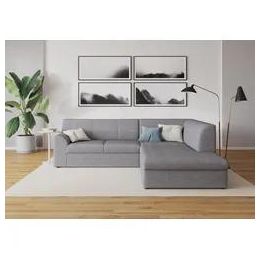 Ecksofa DOMO collection "Topper L-Form", grau (weiß, grau), B:237cm H:78cm T:200cm, Sofas, mit Ottomane, wahlweise mit Schlaffunktion