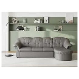Ecksofa DOMO collection "Pegnitz, elegante Rückensteppung, kompakte Stellmaße 238/141cm, L-Form", grau, B:238cm H:82cm T:141cm, 100% Polyester, Sofas, wahlweise mit Bettfunktion