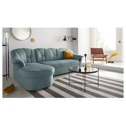 Ecksofa DOMO collection "Papenburg L-Form" Sofas Gr. B/H/T: 235 cm x 84 cm x 142 cm, Webstoff, Recamiere links, ohne Bettfunktion, blau (eisblau) in großer Farbvielfalt, wahlweise mit Bettfunktion