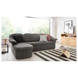 Ecksofa DOMO collection "Pegnitz L-Form" Sofas Gr. B/H/T: 238cm x 82cm x 141cm, Luxus-Microfaser Chenilleoptik, Recamiere links, mit Bettfunktion, grau (stone) wahlweise mit Bettfunktion