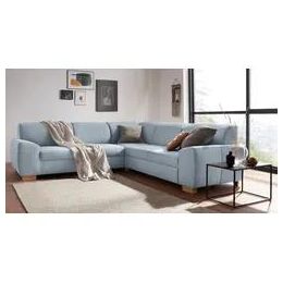 Ecksofa DOMO collection "Incanto L-Form" Sofas Gr. B/H/T: 260cm x 81cm x 260cm, Feinstruktur, gleichschenklig, ohne Funktion, blau (eisblau) wahlweise mit Bettfunktion