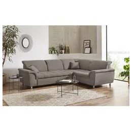 Ecksofa DOMO collection "Franzi L-Form" Sofas Gr. B/H/T: 267cm x 81cm x 214cm, Struktur fein, langer Schenkel links, ohne Kopfteilverstellung-ohne Bettfunktion, grau (stone) wahlweise mit Kopfteilverstellung (dann Breite: 275 cm)