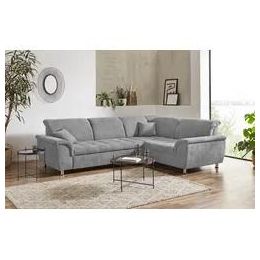 Ecksofa DOMO collection "Franzi L-Form" Sofas Gr. B/H/T: 267 cm x 81 cm x 214 cm, Chenille-Struktur, langer Schenkel links, ohne Kopfteilverstellung-ohne Bettfunktion, grau (hellgrau) wahlweise mit Kopfteilverstellung (dann Breite: 275 cm)