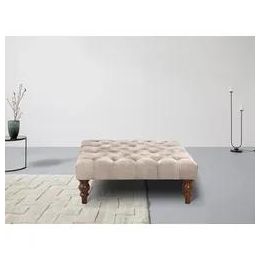 Polsterhocker Home Affaire "Chesterfield" Hocker Gr. B/H/T: 90cm x 35cm x 90cm, Luxus-Microfaser weich, beige (creme) mit Knopfheftung, auch in Leder