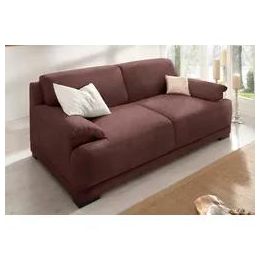 3-Sitzer Home Affaire "Telos", braun, B:218cm H:80cm T:96cm, dicke Luxus-Microfaser in Lederoptik (100% Polyester), Chenille (100% Polyester), Microfaser-PRIMABELLE (100% Polyester), Sofas, mit Boxspring-Federung