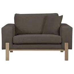 Loveseat OTTO products "Hanne Sessel mit Holzrahmen" Gr. Samtoptik recycelt, B/H/T: 128cm x 86cm x 88cm, braun Sofas Verschiedene Bezugsqualitäten: Baumwolle, recyceltes Polyester