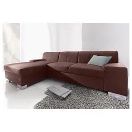 Ecksofa DOMO collection "Star L-Form" Sofas Gr. B/H/T: 248cm x 74cm x 150cm, Microfaser PRIMABELLE, Recamiere links, ohne Bettfunktion, braun (mokka) wahlweise mit Bettfunktion