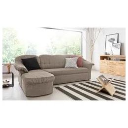 Ecksofa DOMO collection "Pegnitz L-Form" Sofas Gr. B/H/T: 238cm x 82cm x 141cm, Struktur grob, Recamiere links, ohne Bettfunktion, braun (braun, beige) wahlweise mit Bettfunktion