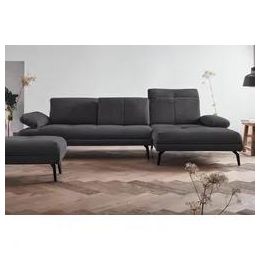 Ecksofa Andas "Stenlille L-Form" Sofas Gr. B/H/T: 295cm x 83cm x 162cm, Struktur grob, Recamiere rechts, grau (anthrazit) incl. Sitztiefen-, Kopfteil- und Armteilverstellung