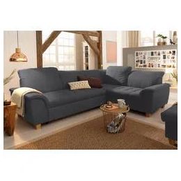 Ecksofa Home Affaire "Lyla L-Form" Sofas Gr. B/H/T: 275cm x 81cm x 214cm, Struktur fein, langer Schenkel links, ohne Funktion, grau (anthrazit) wahlweise mit Rückenfunktion und Bettfunktion