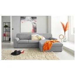 Ecksofa DOMO collection "Topper L-Form" Sofas Gr. B/H/T: 245 cm x 78 cm x 155 cm, Chenille-Optik, Recamiere rechts, Mit Bettfunktion, grau (hellgrau) mit Recamiere, wahlweise Schlaffunktion