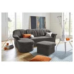 Ecksofa DOMO collection "Pegnitz L-Form" Sofas Gr. B/H/T: 238cm x 82cm x 141cm, Chenille-Optik, Recamiere links, mit Bettfunktion, grau (stone) wahlweise mit Bettfunktion