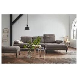 Ecksofa Andas "Stenlille L-Form" Sofas Gr. B/H/T: 295cm x 83cm x 162cm, Struktur weich, Recamiere rechts, braun incl. Sitztiefen-, Kopfteil- und Armteilverstellung