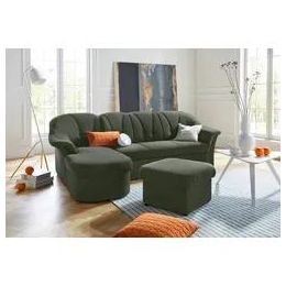 Ecksofa DOMO collection "Pegnitz L-Form" Sofas Gr. B/H/T: 238cm x 82cm x 141cm, Struktur fein, Recamiere links, mit Bettfunktion, grün wahlweise mit Bettfunktion