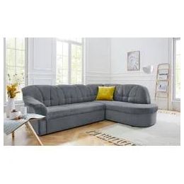 Ecksofa DOMO collection "Pegnitz L-Form" Sofas Gr. B/H/T: 246cm x 82cm x 180cm, Chenille-Optik, Ottomane rechts, mit Bettfunktion, grau wahlweise mit Bettfunktion