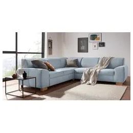 Ecksofa DOMO collection "Incanto L-Form" Sofas Gr. B/H/T: 260cm x 81cm x 260cm, Feinstruktur, gleichschenklig, mit Bettfunktion links, blau (eisblau) wahlweise mit Bettfunktion