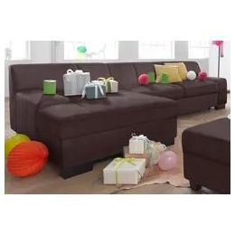 Ecksofa DOMO collection "Norma L-Form" Sofas Gr. B/H/T: 268 cm x 74 cm x 153 cm, Microfaser PRIMABELLE, Recamiere links, ohne Bettfunktion, braun (mokka) wahlweise mit Bettfunktion