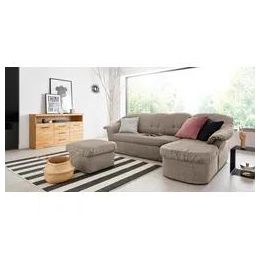 Ecksofa DOMO collection "Pegnitz L-Form" Sofas Gr. B/H/T: 238cm x 82cm x 141cm, Struktur grob, Recamiere rechts, mit Bettfunktion, braun (braun, beige) wahlweise mit Bettfunktion