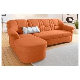 Ecksofa DOMO collection "Sarafina L-Form", orange (terrakotta), B:232cm H:83cm T:146cm, Luxus-Microfaser (92% Polyester, 8% Nylon), Microfaser PRIMABELLE (100% Polyester), Microfaser PRIMABELLE (100% Polyester) / Struktur (90% Polyester; 10% Polyacryl), Sofas, wahlweise mit Bettfunktion, optional mit Federkern