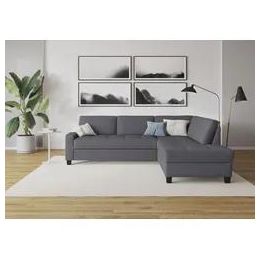 Ecksofa DOMO collection "Florentina L-Form", grau, B:243cm H:84cm T:209cm, Struktur fein (100% Polyester), Luxus-Microfaser (100% Polyester), Luxus-Microfaser in Chenille-Optik (100% Polyester), Microvelour (100% Polyester), Webstoff (100% Polyester), Sofas, wahlweise mit Bettfunktion, mit Kontrastnaht