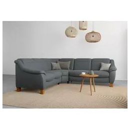 Ecksofa Home Affaire "Caldera L-Form", grau (dunkelgrau), B:270cm T:250cm, 100% Polyester, Sofas, Federkern, wahlweise mit Kopfteilverstellung, Bettfunktion, Bettkasten