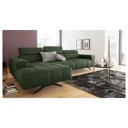 Ecksofa DOMO collection "Trento L-Form" Sofas Gr. B/H/T: 287cm x 79cm x 175cm, Struktur fein, Recamiere links, Mit Kopfteilverstellung, grün wahlweise mit Kopfteilverstellung, Recamiere linksrechts bestellbar