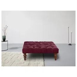 Polsterhocker Home Affaire "Chesterfield" Hocker Gr. B/H/T: 90cm x 35cm x 90cm, Luxus-Microfaser weich, rot (weinrot) mit Knopfheftung, auch in Leder