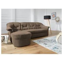 Ecksofa DOMO collection "Sarafina L-Form" Sofas Gr. B/H/T: 232cm x 83cm x 146cm, Struktur fein, Recamiere links, mit Bettfunktion-mit Federkern, braun wahlweise mit Bettfunktion, optional Federkern