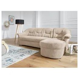 Ecksofa DOMO collection "Sarafina L-Form" Sofas Gr. B/H/T: 232cm x 83cm x 146cm, Chenille, Recamiere rechts, ohne Bettfunktion-mit Federkern, beige wahlweise mit Bettfunktion, optional Federkern