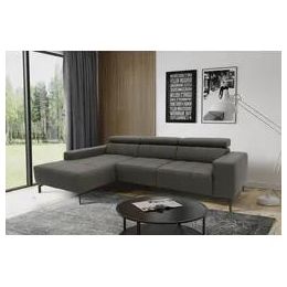 Ecksofa DOMO collection "Cunelli L-Form" Sofas Gr. B/H/T: 292cm x 79cm x 175cm, Luxus-Kunstleder, Longchair links, Ohne Kopfteilverstellung, grau wahlweise inklusive 6-fach verstellbarer Kopfteilverstellung