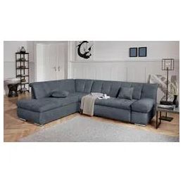 Ecksofa DOMO collection "Mona L-Form" Sofas Gr. B/H/T: 271cm x 80cm x 213cm, Luxus-Microfaser Chenilleoptik, Ottomane links, ohne Funktion, grau wahlweise mit Bett- und Armlehnfunktion