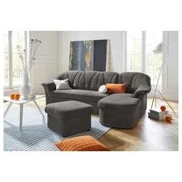 Ecksofa DOMO collection "Pegnitz L-Form" Sofas Gr. B/H/T: 238cm x 82cm x 141cm, Chenille-Optik, Recamiere rechts, mit Bettfunktion, grau (stone) wahlweise mit Bettfunktion