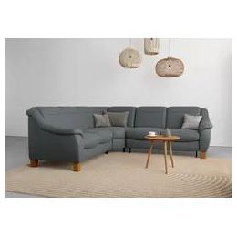 Ecksofa Home Affaire "Caldera L-Form" Sofas Gr. B/T: 270cm x 250cm, Luxus-Microfaser ALTARA NUBUCK, langer Schenkel rechts, mit Kopfteilverstellung-mit Bettfunktion-mit Schubkasten, grau (dunkelgrau) Federkern, wahlweise mit Kopfteilverstellung, Bettfunktion, Bettkasten