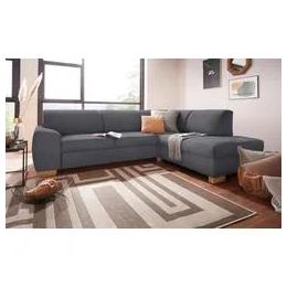 Ecksofa DOMO collection "Incanto L-Form" Sofas Gr. B/H/T: 260cm x 81cm x 195cm, Struktur weich, Ottomane rechts, mit Bettfunktion, grau (dunkelgrau) wahlweise mit Bettfunktion