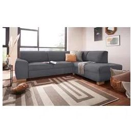 Ecksofa DOMO collection "Incanto L-Form" Sofas Gr. B/H/T: 260cm x 81cm x 195cm, Struktur weich, Ottomane rechts, ohne Funktion, grau (dunkelgrau) wahlweise mit Bettfunktion