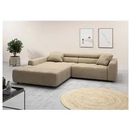 Ecksofa 3C Candy "Denver auch mit Cord- und Easy care-Bezug, Kopfteilverstellung L-Form" Sofas Gr. B/H/T: 258cm x 68cm x 217cm, Feincord, Ottomane links, ohne motorische Sitztiefenverstellung, beige (sand) wahlweise. mit motorischer Sitztiefenverstellung