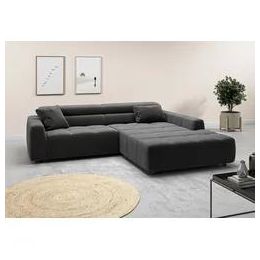 Ecksofa 3C Candy "Denver auch mit Cord- und Easy care-Bezug, Kopfteilverstellung L-Form" Sofas Gr. B/H/T: 258cm x 68cm x 217cm, Feincord, Ottomane rechts, ohne motorische Sitztiefenverstellung, grau (anthrazit) wahlweise. mit motorischer Sitztiefenverstellung