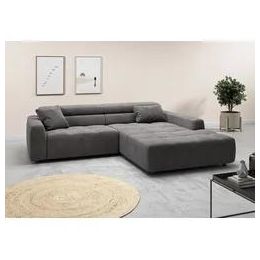 Ecksofa 3C Candy "Denver auch mit Cord- und Easy care-Bezug, Kopfteilverstellung L-Form" Sofas Gr. B/H/T: 258cm x 68cm x 217cm, Cord, Ottomane rechts, ohne motorische Sitztiefenverstellung, grau (dunkelgrau) wahlweise. mit motorischer Sitztiefenverstellung