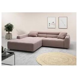 Ecksofa 3C Candy "Denver auch mit Cord- und Easy care-Bezug, Kopfteilverstellung L-Form" Sofas Gr. B/H/T: 258cm x 68cm x 217cm, Cord, Ottomane links, ohne motorische Sitztiefenverstellung, rosa wahlweise. mit motorischer Sitztiefenverstellung